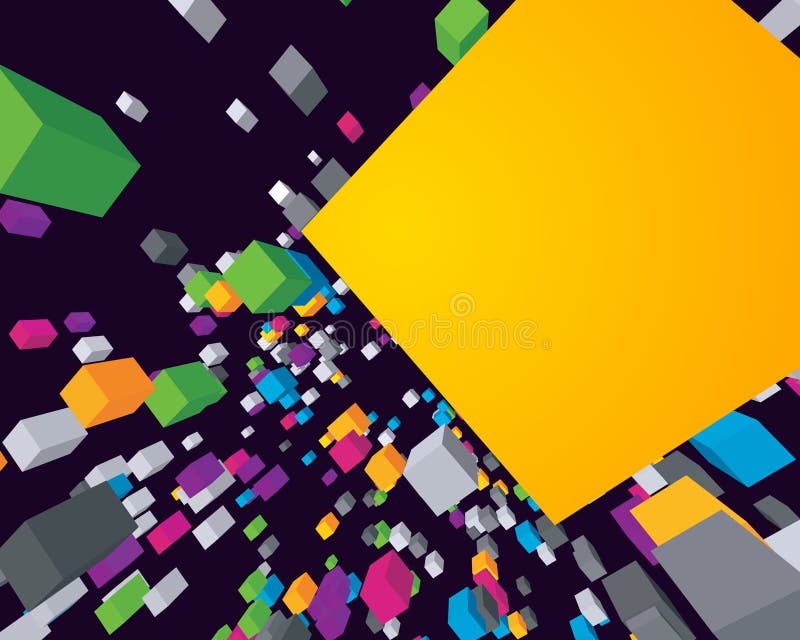 Multicolored Isometric Cubes Squared Geometric Shape Dynamic Flow Dark ...
