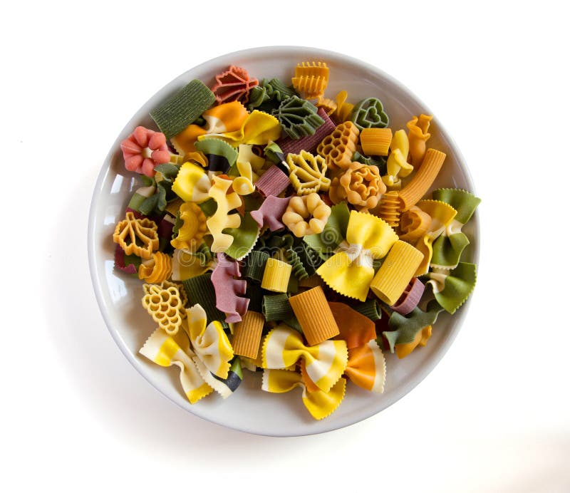 Multicolored Italian Pasta in Plate, Stock Photo - Image of pasta ...