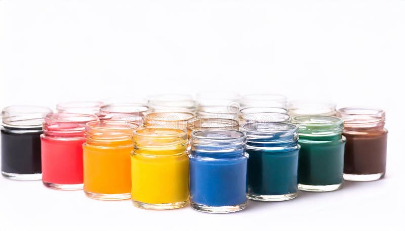 Multicolored Jars with Paint for Drawing. Stock Illustration ...