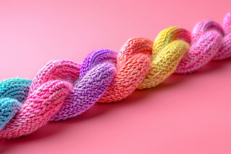 Multicolored Knit Chain on Pink Background, Symbolize Unity and Support ...