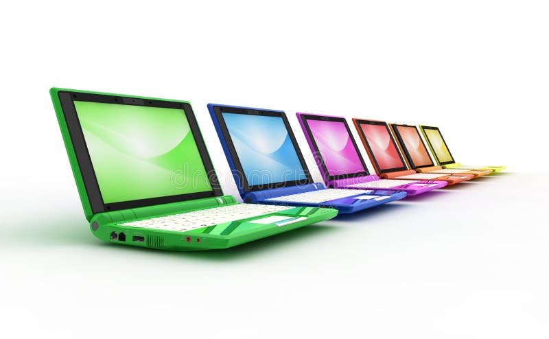 Multicolored laptops stock illustration. Illustration of aligmnent ...