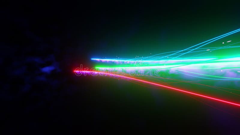 Multicolored Laser Trails Flying in Space. Infinitely Looped Animation ...