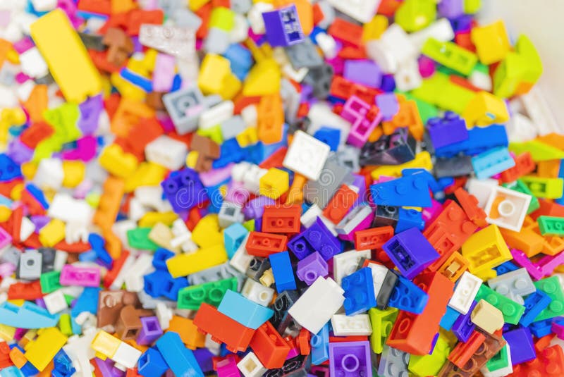 Multicolored Lego Bricks Close-up Partial Focus. Stock Photo - Image of ...