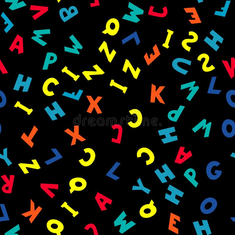 Multicolored Letters on Black Background Stock Vector - Illustration of ...