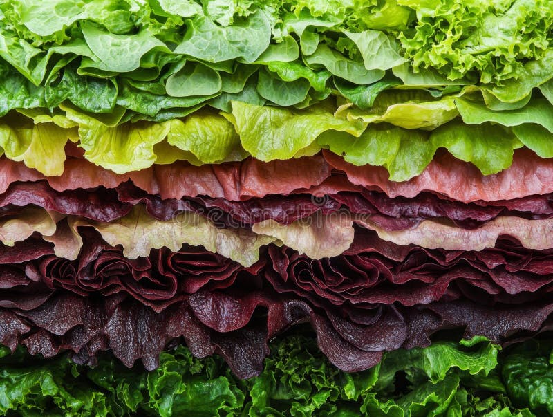 Multicolored Lettuce Leaves Layered in a Pattern Stock Illustration ...
