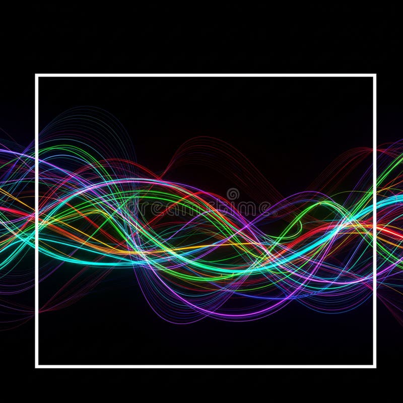 Multicolored Light Trails Form Dynamic, Wavy Patterns Against a Black ...