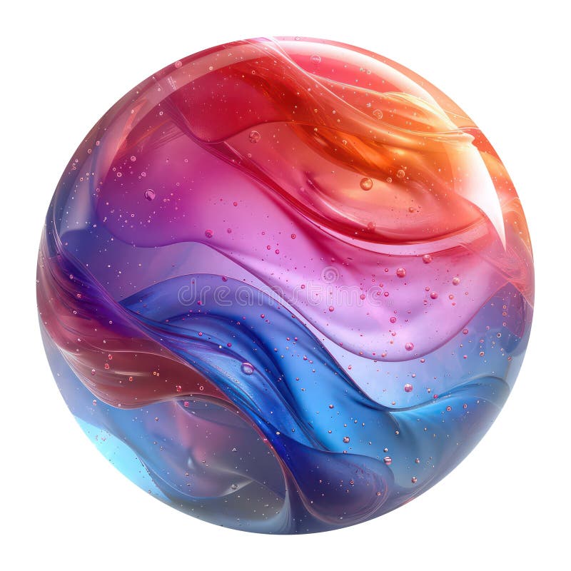 Multicolored Liquid Sphere with Sleek Flow Electricity Power Inside ...