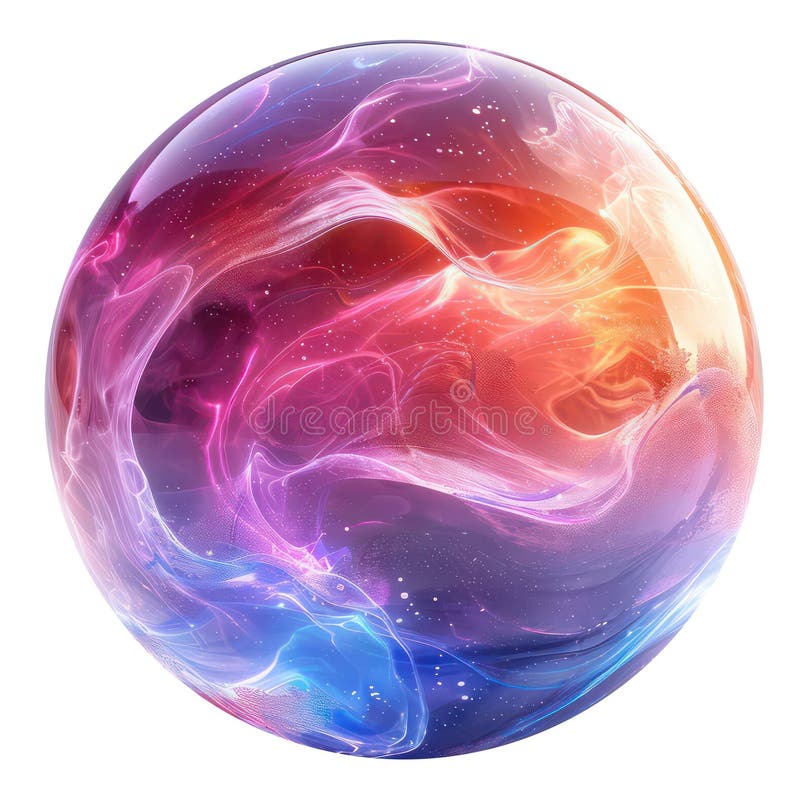 Multicolored Liquid Sphere with Sleek Flow Electricity Power Inside ...