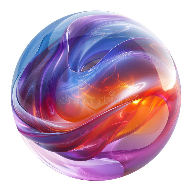 Multicolored Liquid Sphere with Sleek Flow Electricity Power Inside ...