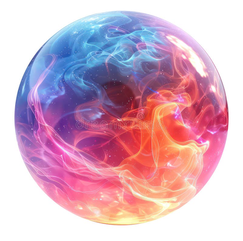 Multicolored Liquid Sphere with Sleek Flow Electricity Power Inside ...