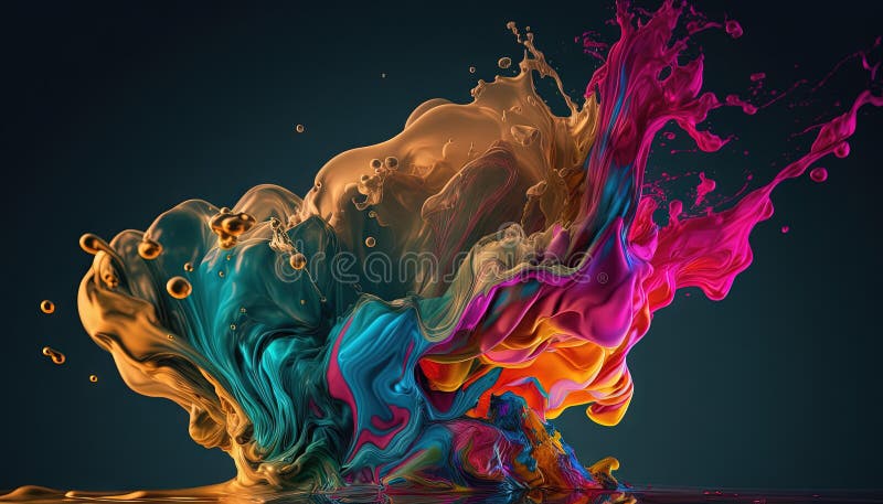 A Multicolored Liquid Splashing into a Body of Water. Stock ...