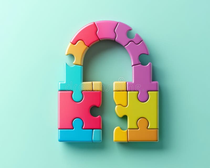 A Multicolored Lock Icon Featuring Puzzle Pieces, Depicting the Notion ...