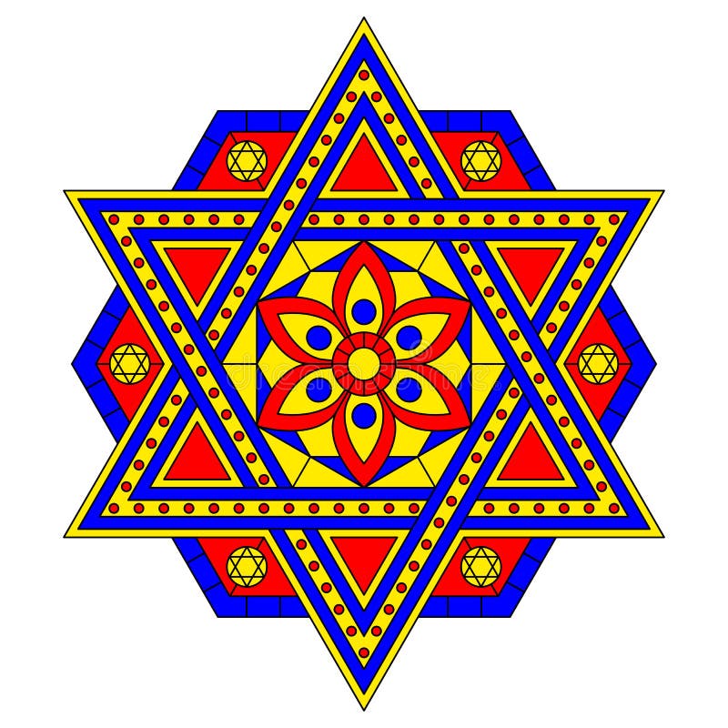 Multicolored Mandala with Six-pointed Star. Vector Design Stock Vector ...