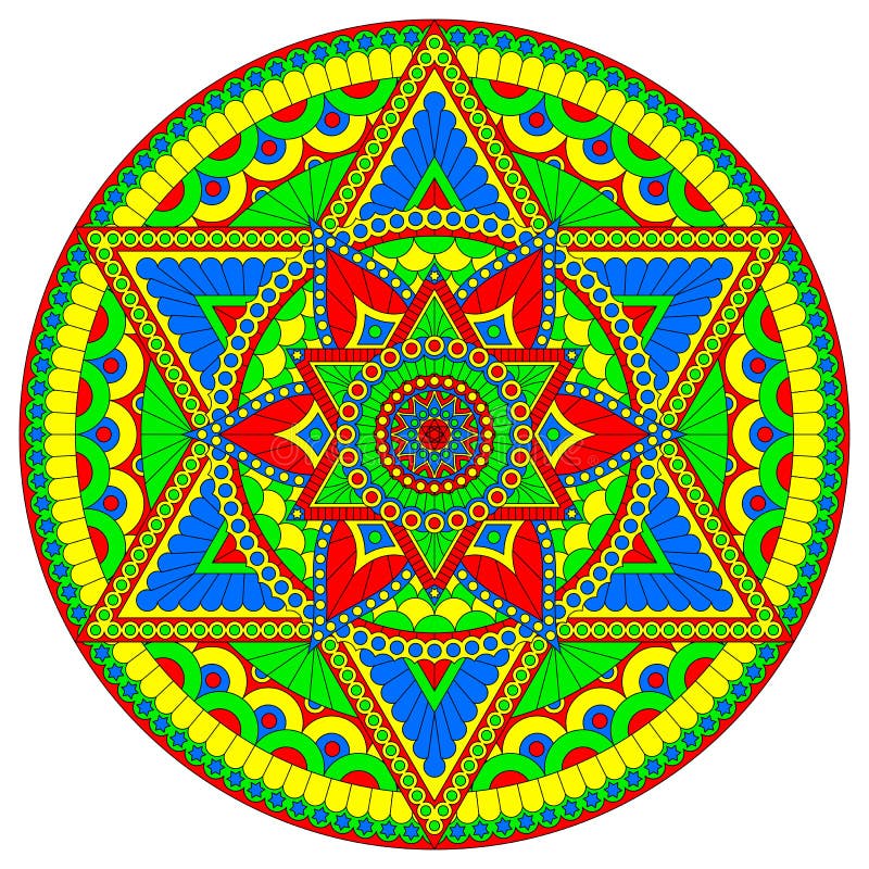 Multicolored Mandala with Six-pointed Star. Vector Design Stock Vector ...
