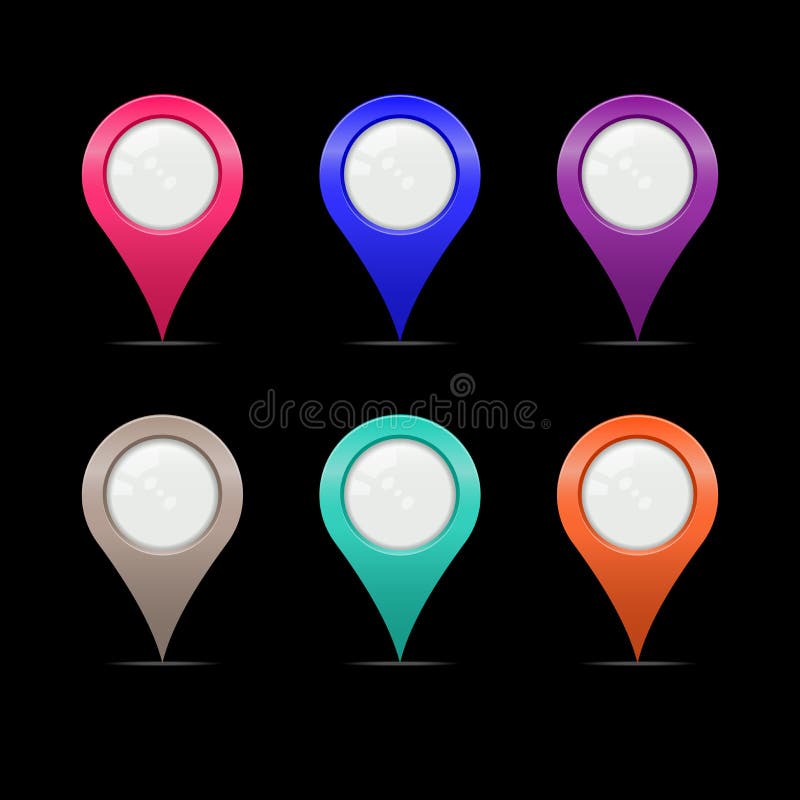 Multicolored Map Markers or Teardrop Pointers. Quality Map Markers ...