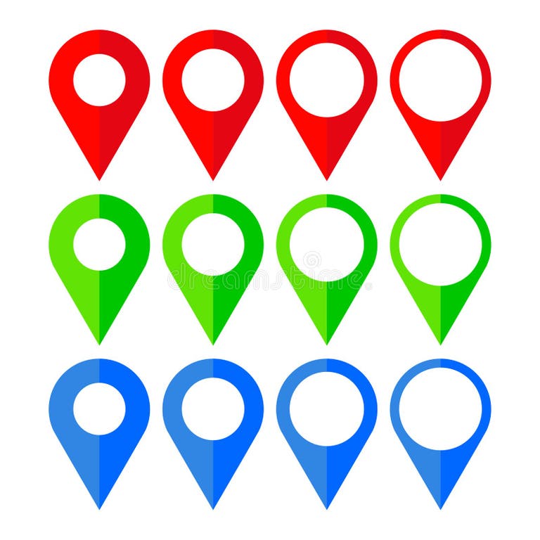 Multicolored Map Pointer Icons on White Background. Vector Illustration ...