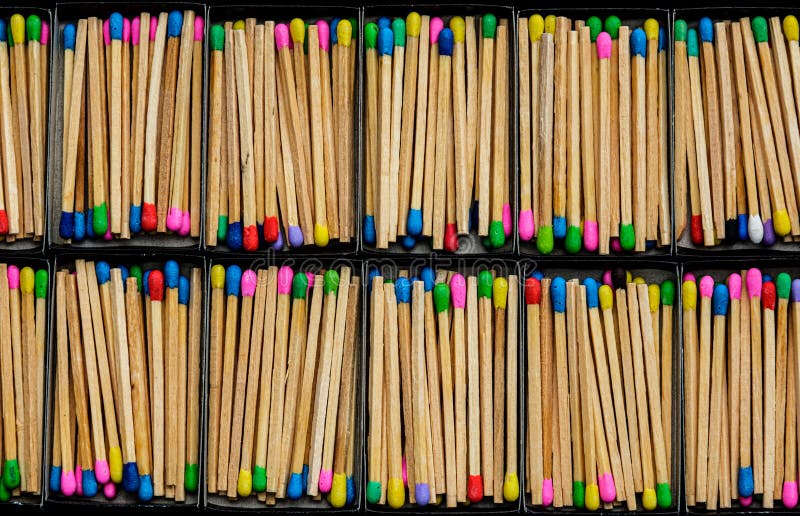 Multicolored Match Sticks in Boxes Stock Image - Image of burn ...
