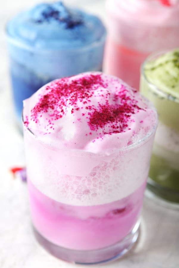 Multicolored Matcha Frappe Tea Stock Photo - Image of homemade, snack ...