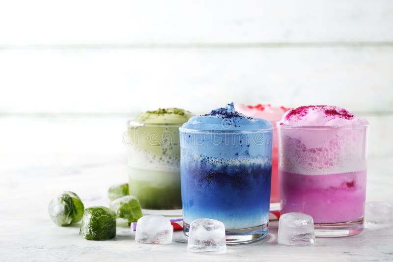 Multicolored Matcha Frappe Tea Stock Image - Image of drink, bright ...