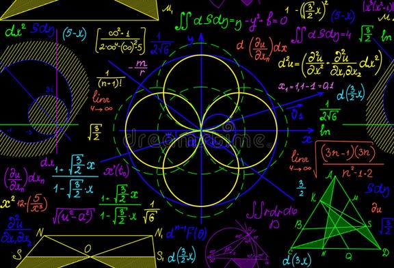 Multicolored Math Vector Seamless Pattern with Handwritten Plots ...
