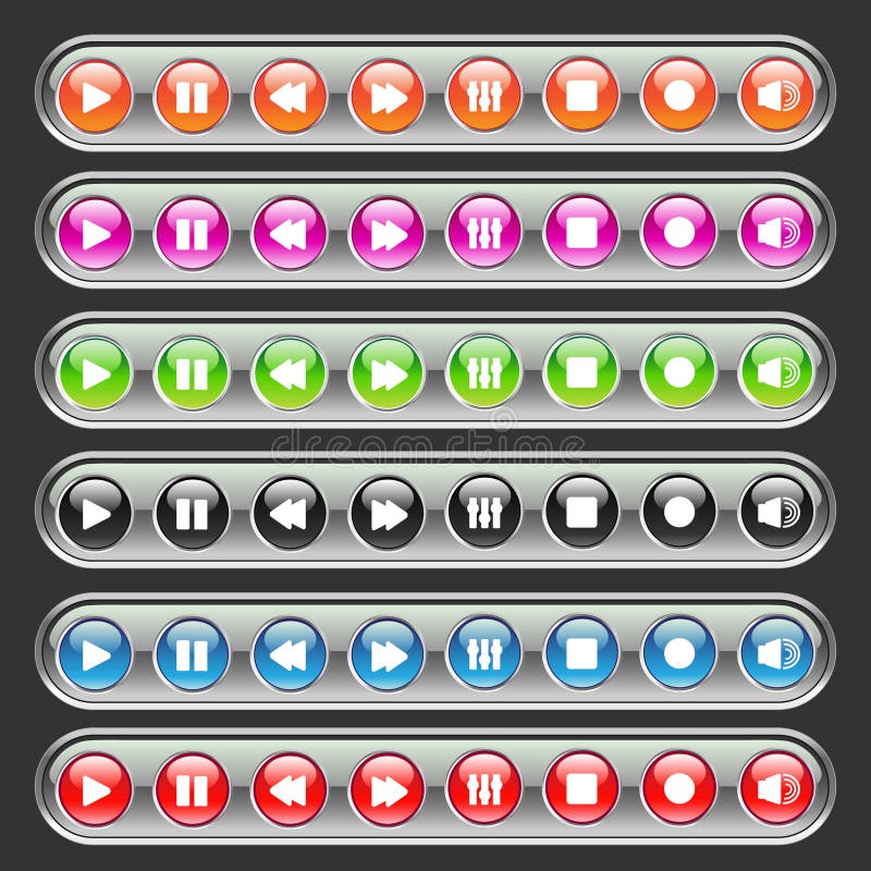 Media buttons stock vector. Illustration of next, player - 10685785