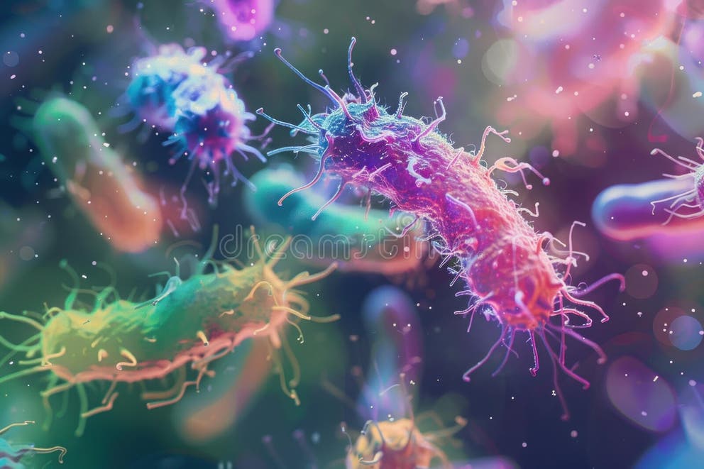 Microscopic View of Bacteria Spreading Stock Illustration ...