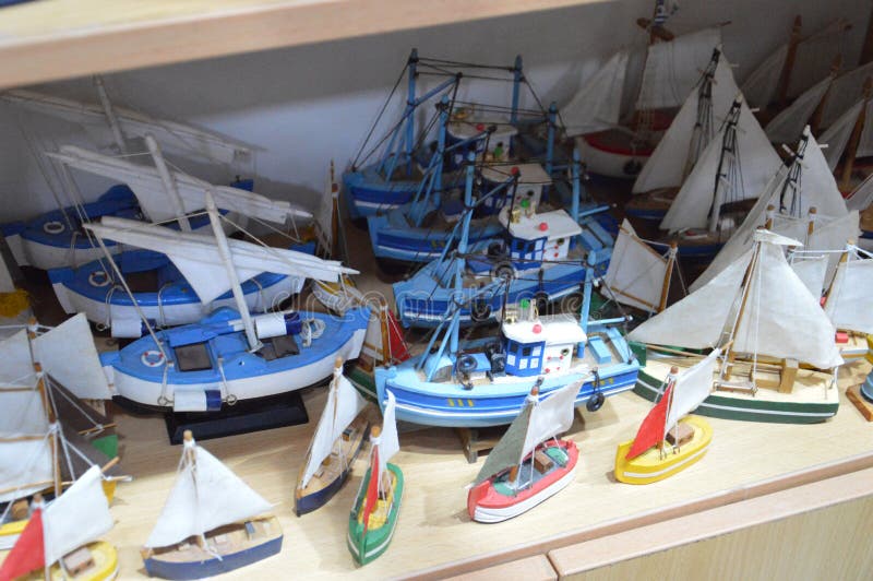 Multicolored Model Ships on a Store Shelf on the Island of Rhodes in ...