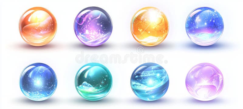 Multicolored Modern Illustration Featuring Colored Glass Spheres in 3D ...