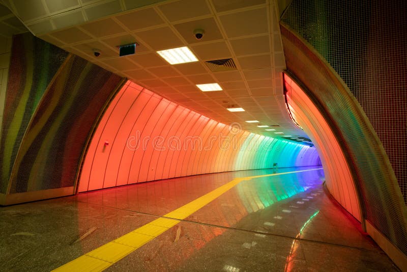 Multicolored Subway Corridor Stock Photo - Image of motley, colourful ...