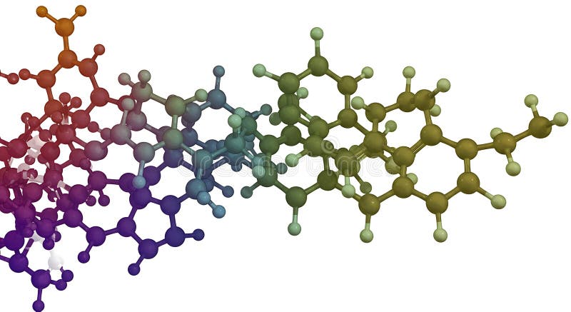 A Multicolored Molecular Structure Visualizes an Organic Compound Model ...