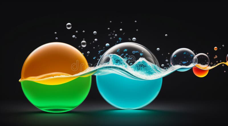 Transparent Spheres, with Colored Molecules Inside Stock Illustration ...