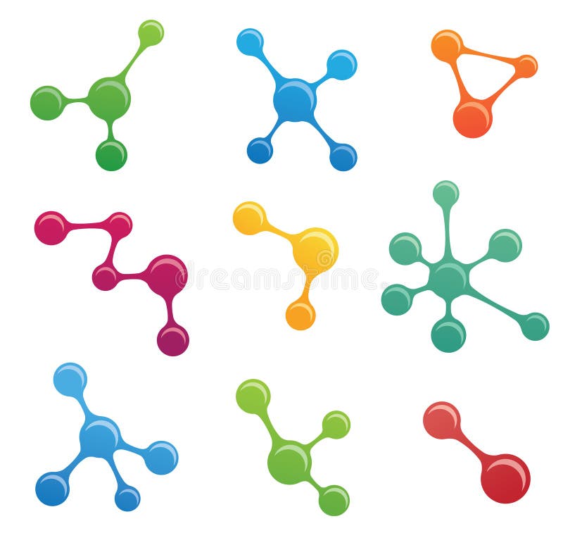 Multicolored Molecules Symbols Set Stock Vector - Illustration of icon ...
