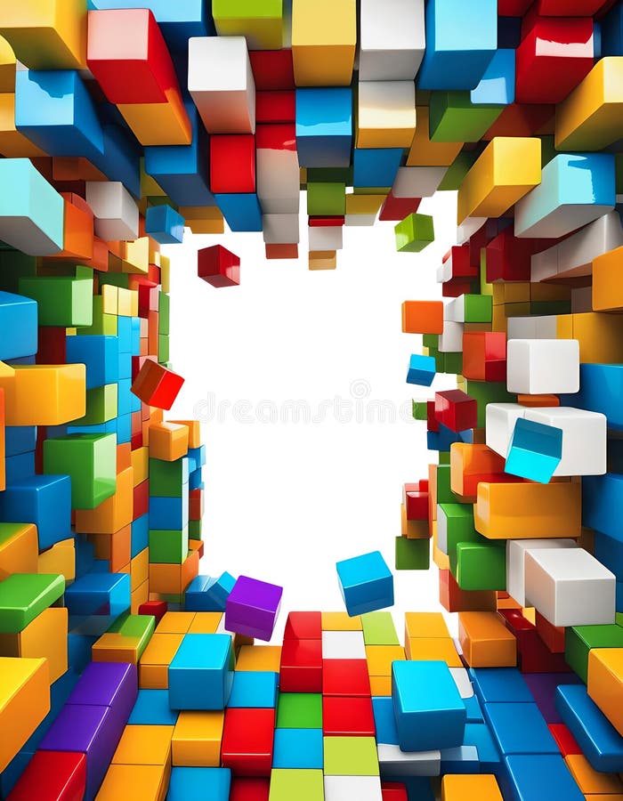 Multicolored Moving Rectangular Cube Blocks Elements Perspective ...