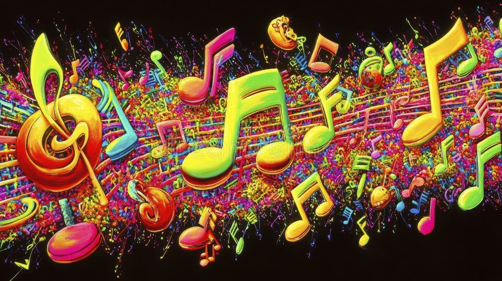 Multicolored Music Notes in Technicolor Dynamic Movement Stock ...
