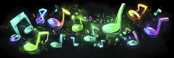 Multicolored Musical Notes in Vivid Rainbow Display Stock Illustration ...