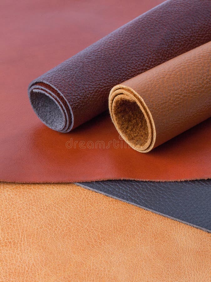Multicolored Natural Leather Textures Samples Stock Photo - Image of ...