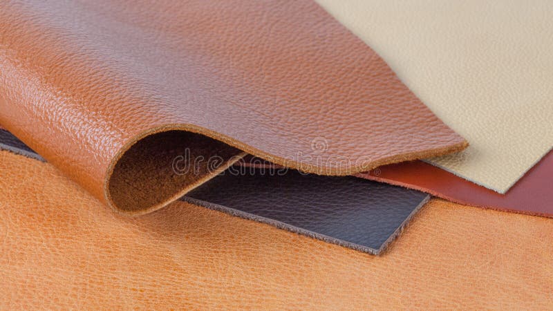 Multicolored Natural Leather Textures Samples Stock Photo - Image of ...