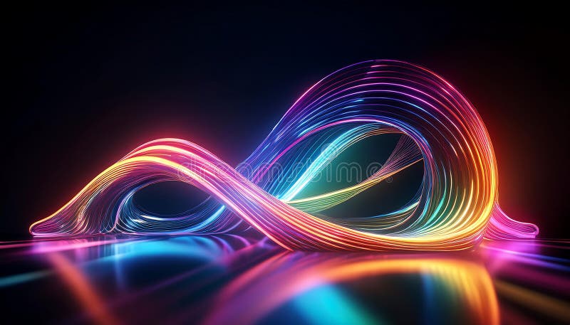 Multicolored Neon Curved Lines Form Intricate Loops Glowing Brightly in ...