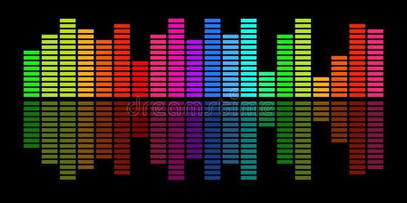 Multicolored Neon Equalizer on Black Background, Audio Voice. Stock ...