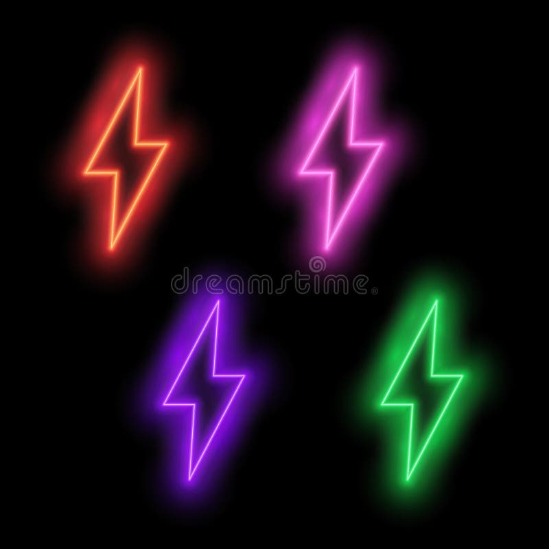Multicolored Neon Lightning in Fog Stock Illustration - Illustration of ...