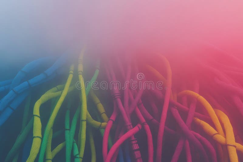 Multicolored Network Cables Tangled Together Representing Data Flow ...