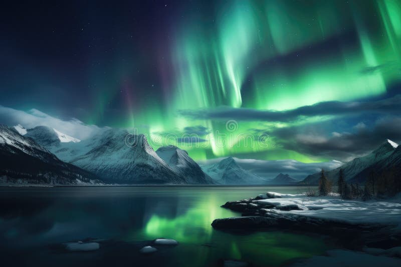 Multicolored Northern Lights (Aurora Borealis) in the Night Sky Stock ...