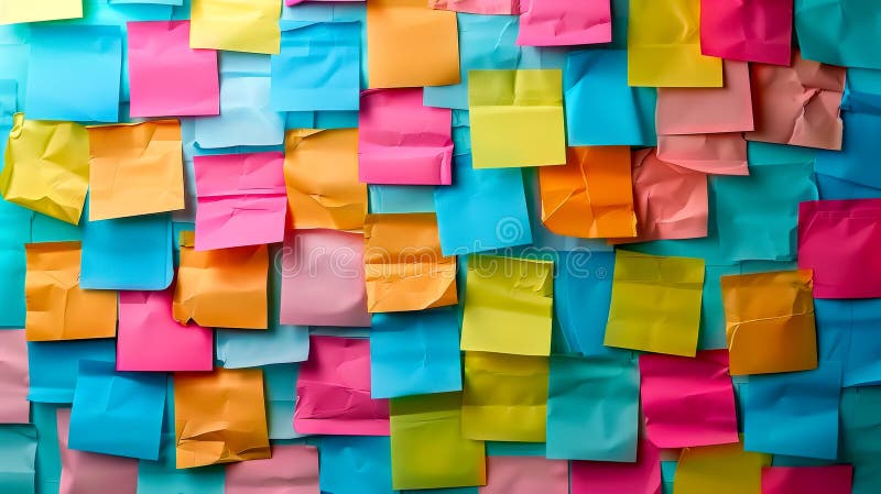 Multicolored Notes Stickers on Wall in Office. Copy Space for Text ...