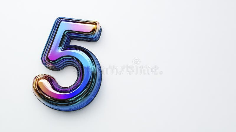 Multicolored Number Five on White Background Stock Illustration ...
