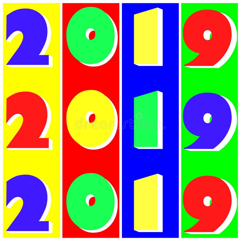 Multicolored Numbers 2019 in Pop Art Style Stock Illustration ...