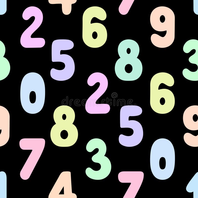 Numbers from 1,2,3,4,5. Arabic Number Symbols with Rounded Corners. Doodle Style. Counting ...