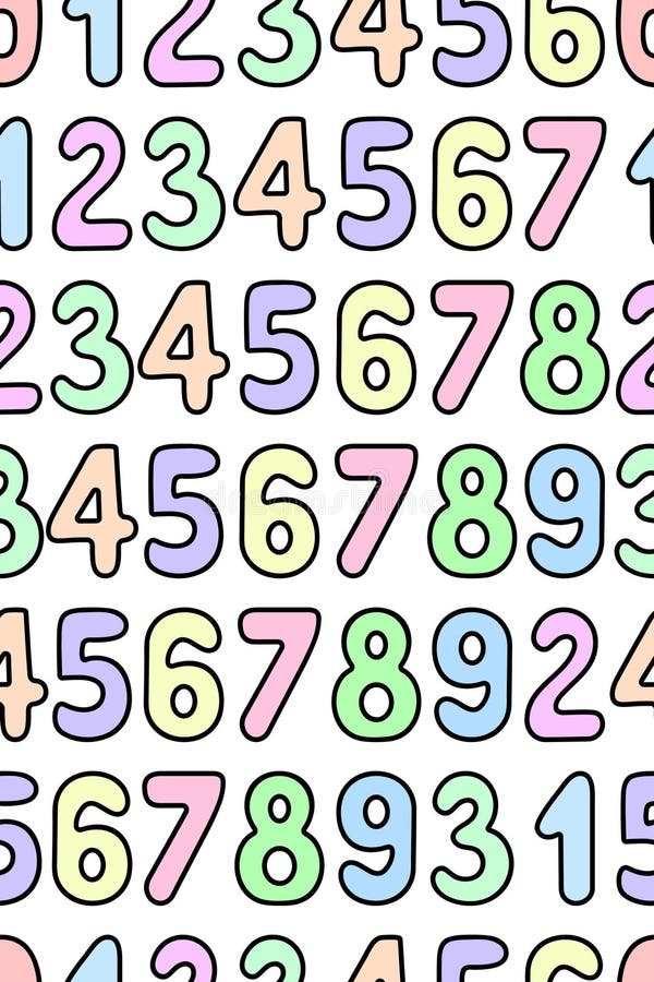 Multicolored Numbers from 0 To 9. Vertical Seamless Pattern. Endless ...