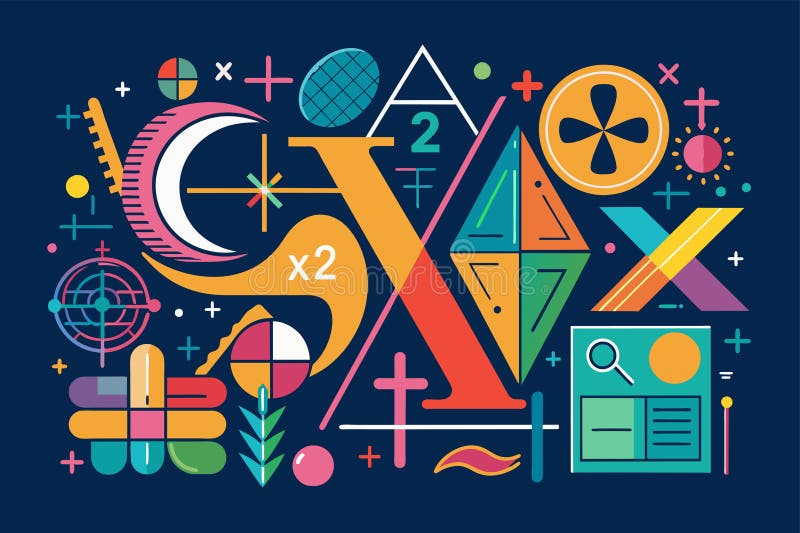 Multicolored Objects Arranged on a Vibrant Blue Backdrop, Mathematics ...