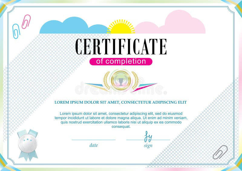 Multicolored Official Certificate and Emblem. Colorful Design Elements ...