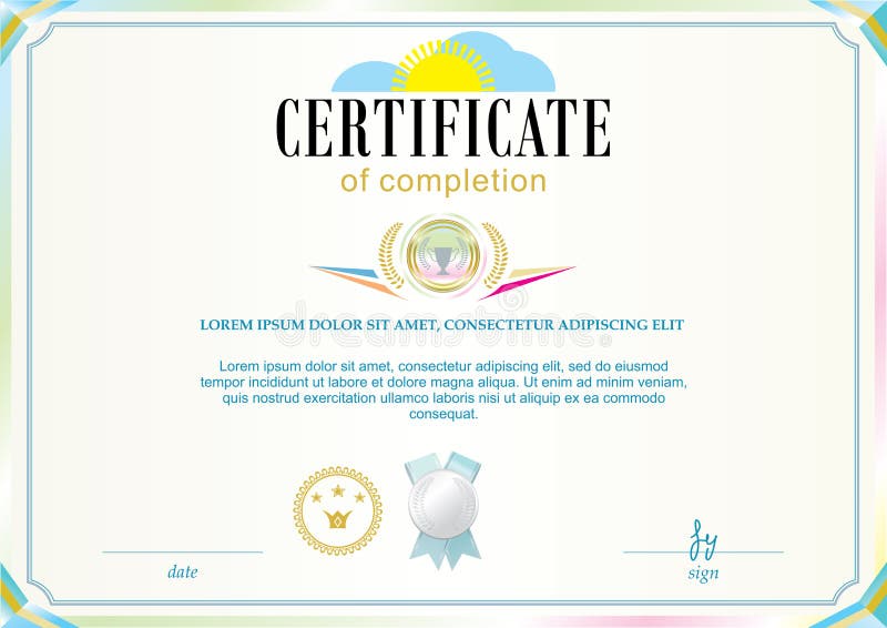 Multicolored Official Certificate and Emblem. Colorful Design Elements ...